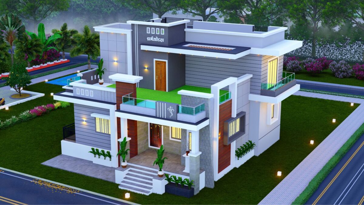 EAST FACING, 4BHK, 2050 SQFT, 36 X 43 ft. (47B) – SM Plans 3D House Design